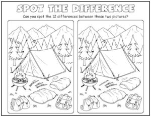 Campsite Spot the Difference Picture Puzzle | Print it Free