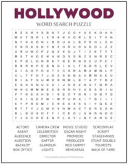 Hollywood Word Search Puzzle | Print it Free