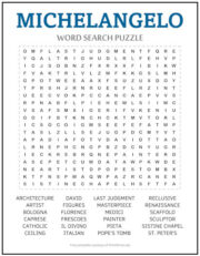 Michelangelo Word Search Puzzle | Print it Free