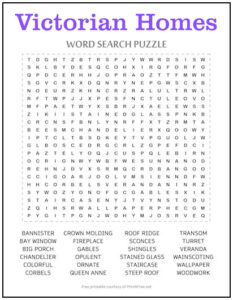 Victorian Homes Word Search Puzzle | Print it Free
