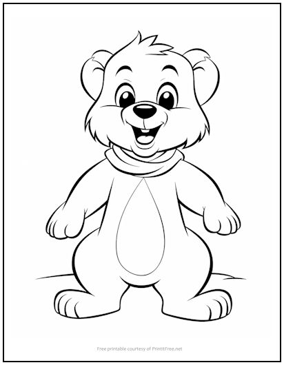 Happy Bear Coloring Page | Print it Free