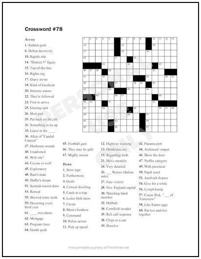 Crossword Puzzle #78 | Print it Free